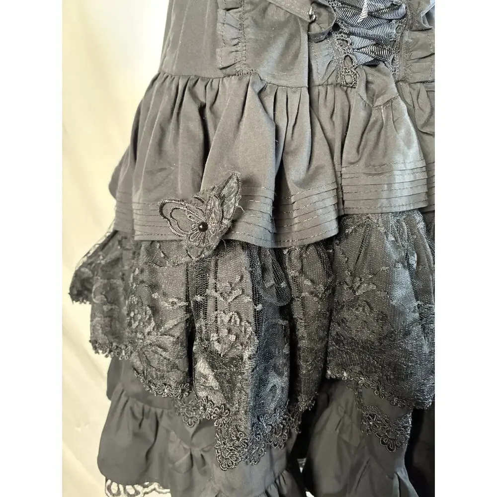 Lolita | Dresses | Gothic Lolita Dress Corset Lace Up Ruffled Coquette ...